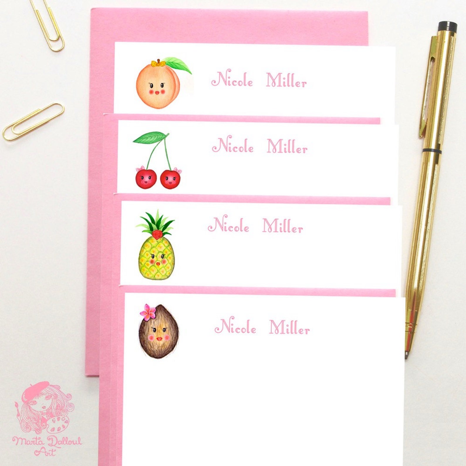 Personalized Stationery Set. Fruit Pineapple Stationary Note - Etsy