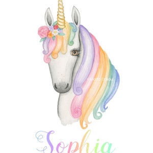 Rainbow Unicorn Wall Art Print. Girl Nursery Art. Pastel Rainbow Decor ...