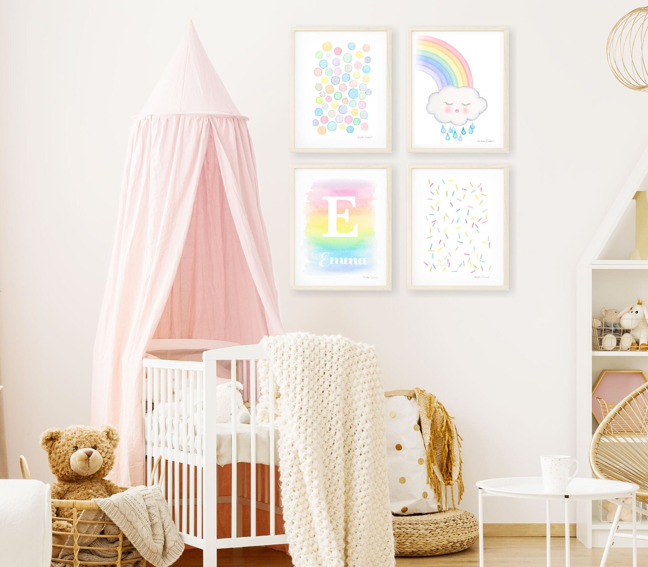 Pastel rainbow decor. Rainbow art print. Nursery wall art. | Etsy