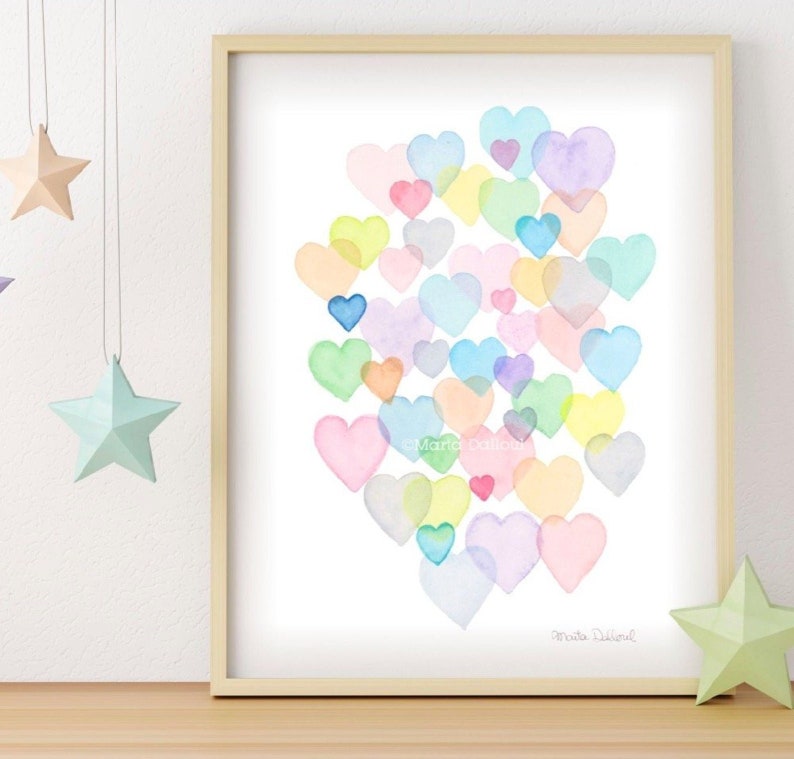 Pastel Rainbow Art Set. Heart Art Print. Rainbow Nursery - Etsy