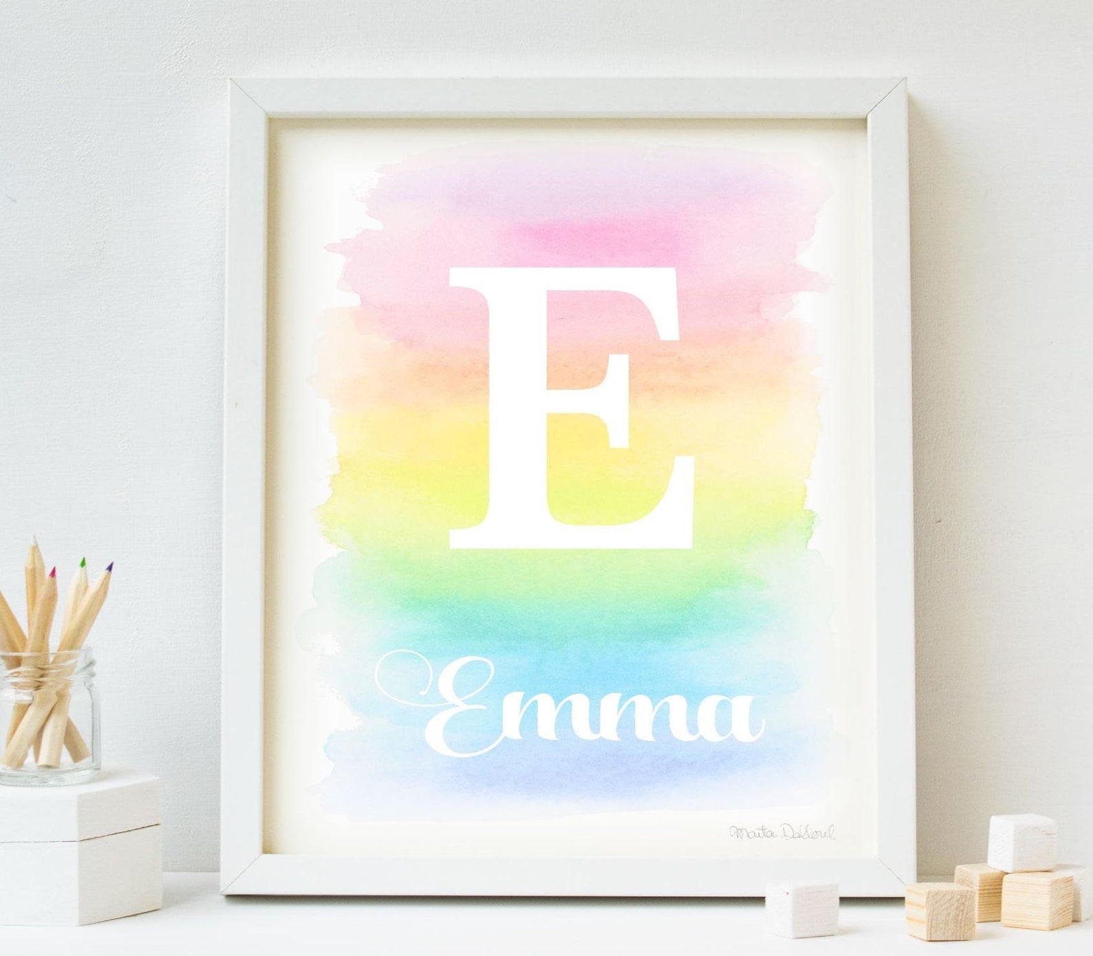 Pastel Rainbow Custom Name. Personalized Art Print. Nursery | Etsy