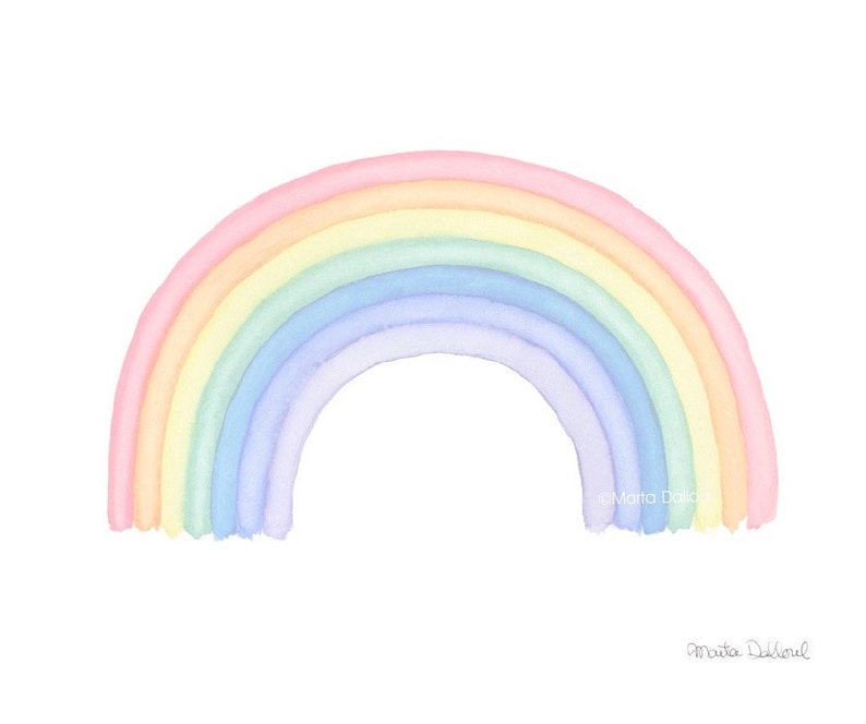 Unicorn Nursery Art Set, Pastel Rainbow Watercolor Prints, Custom Name ...