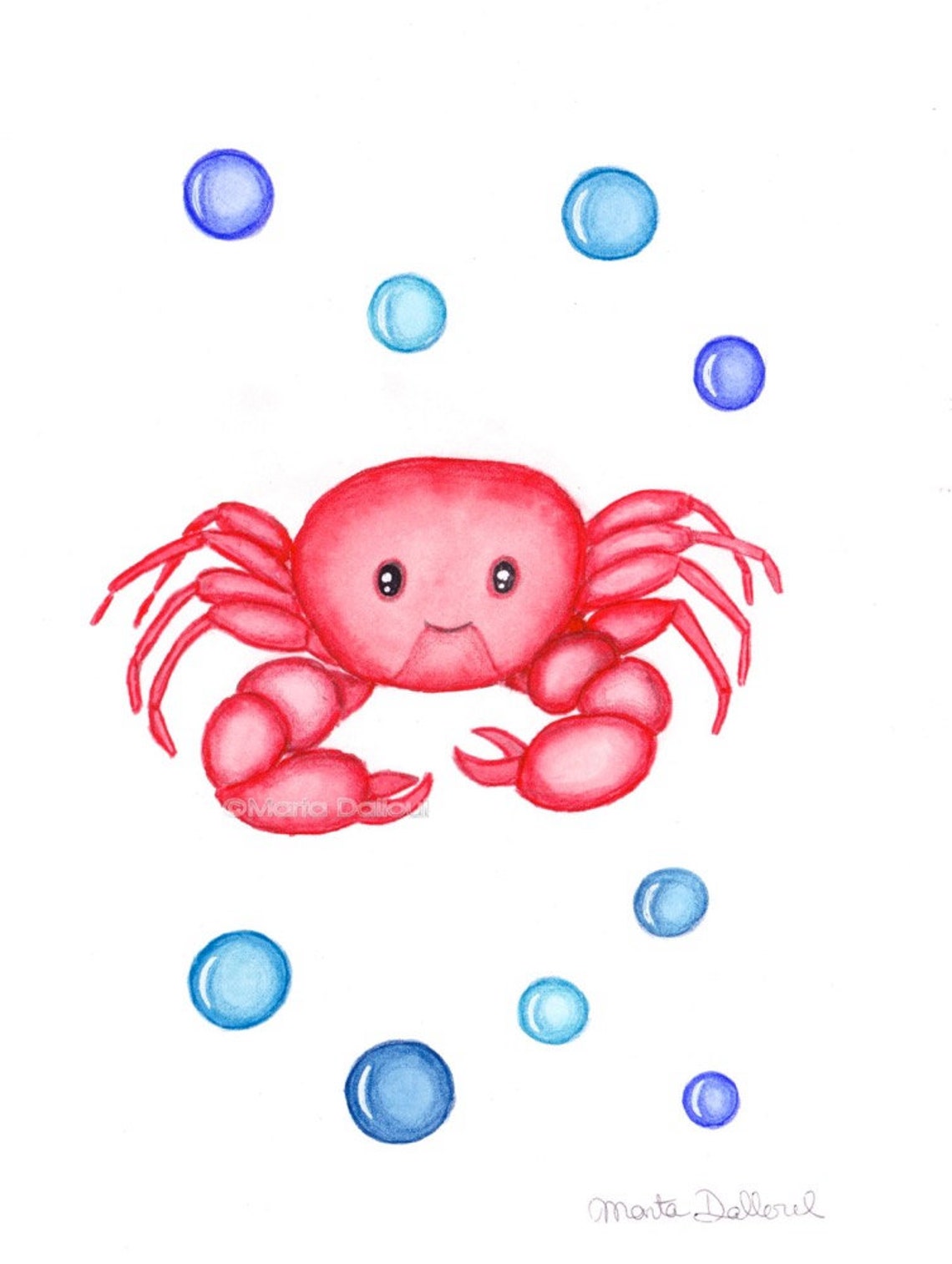 Crab Art Print . Under the Sea Nursery Art Decor. Crab | Etsy