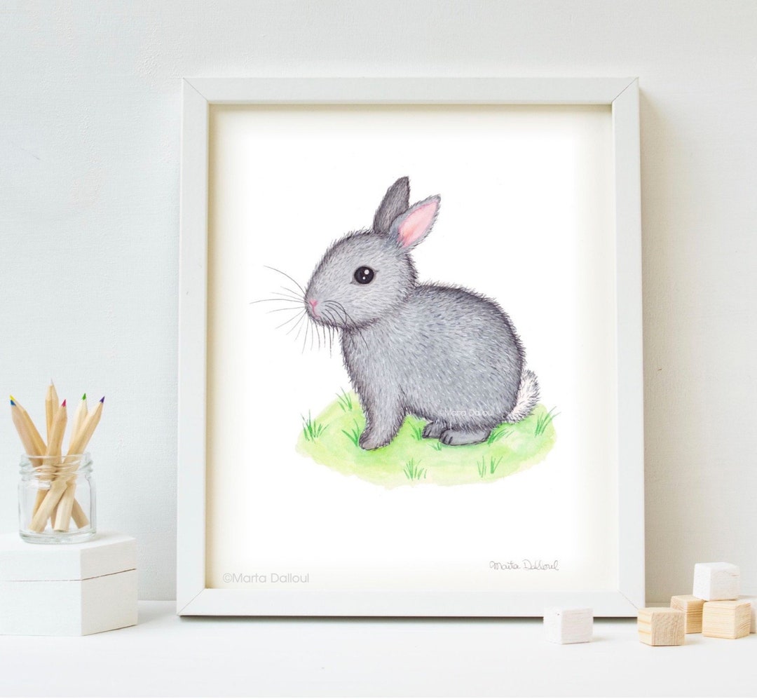 Bunny Painting. Baby Animal Art Print Decor. Woodland Nursery Prints ...