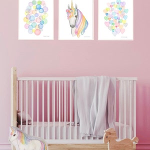Rainbow Unicorn Wall Art Print. Girl Nursery Art. Pastel Rainbow Decor ...