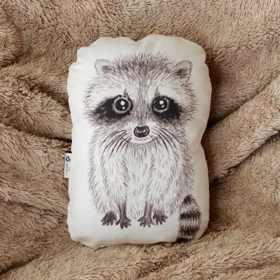 Raccoon pillow. Woodland nursery decor. Animal pillow. Kids | Etsy