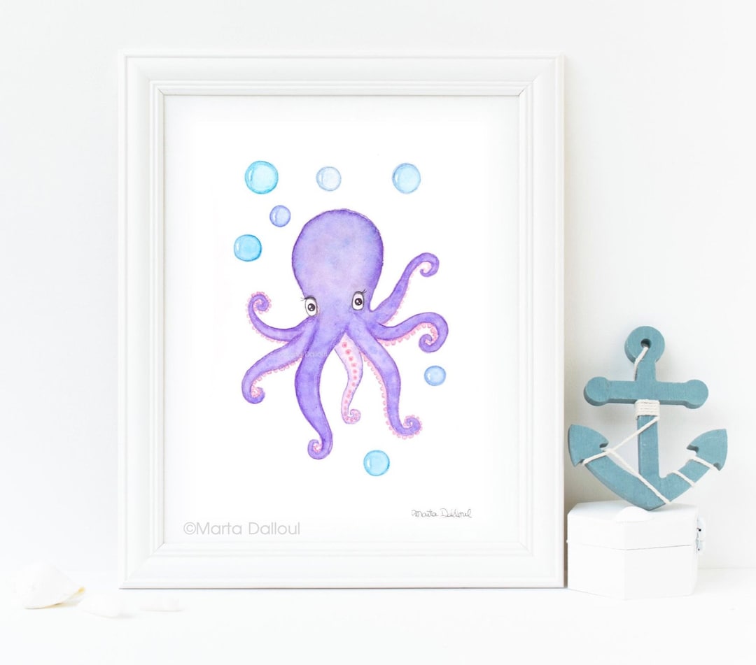 Octopus Art Print. Under the Sea Nursery Art Decor. Whimsical Octopus ...