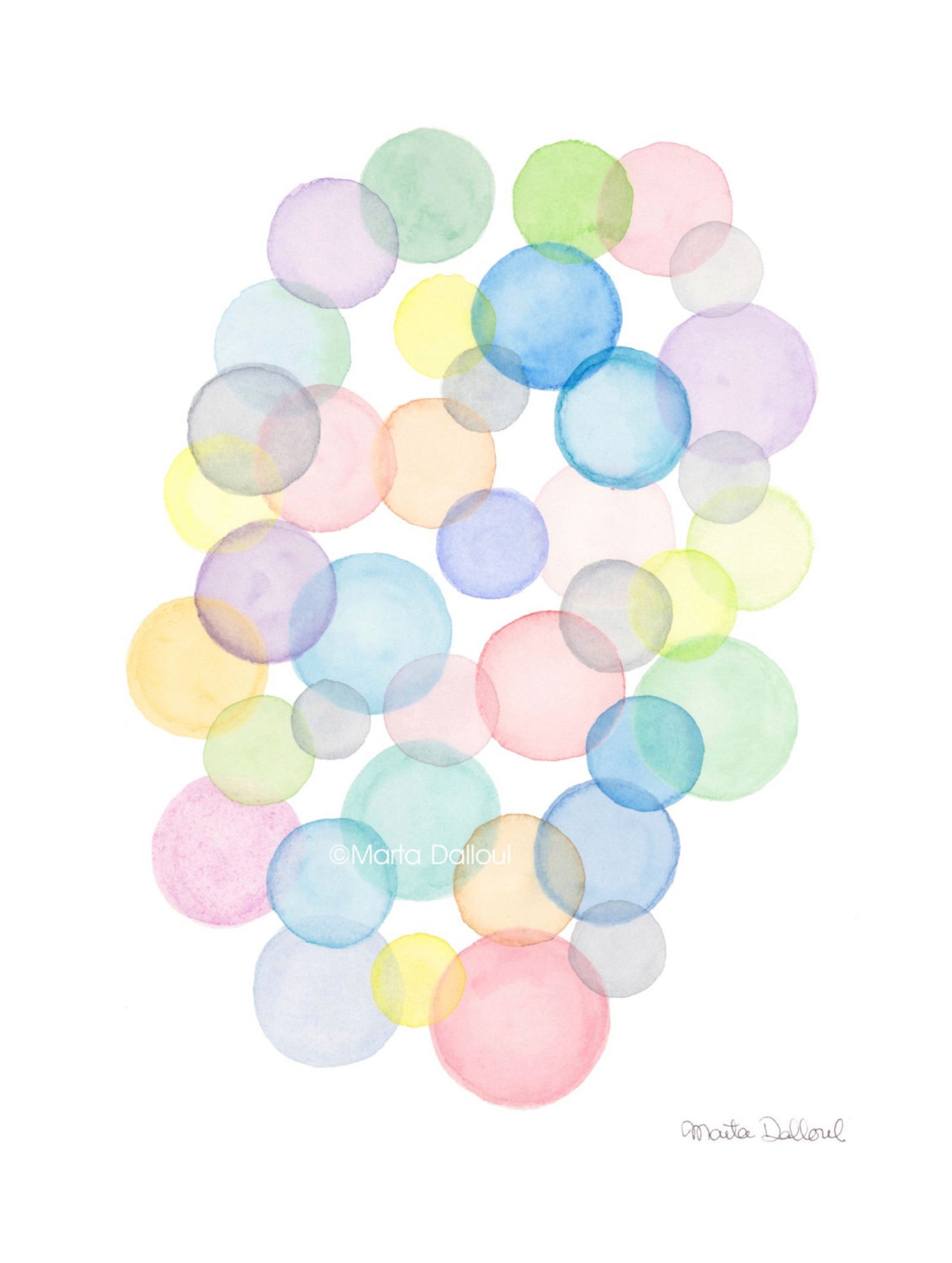 Buy Rainbow Pastel Bubbles Nursery Art Print. Pastel Room Decor. Online ...
