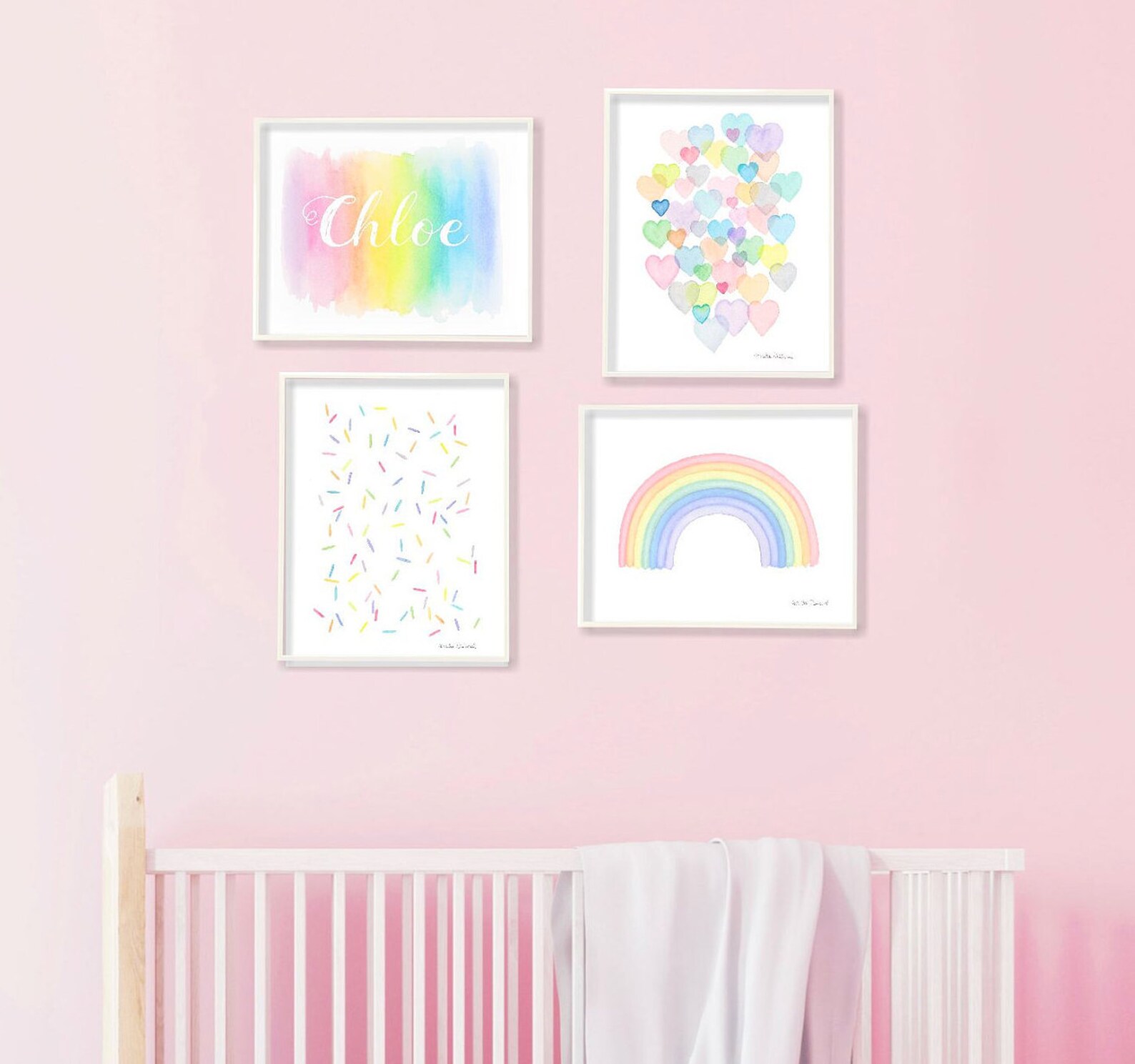 Watercolor Sprinkles Painting. Pastel Rainbow Art Print. Abstract ...