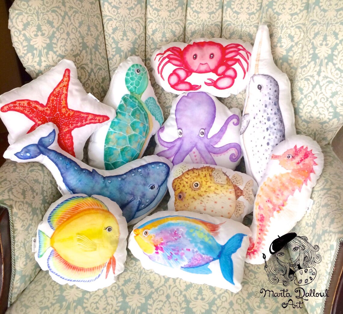 Fish Pillow. Under the Sea Nursery Pillow. Nautical Nursery - Etsy