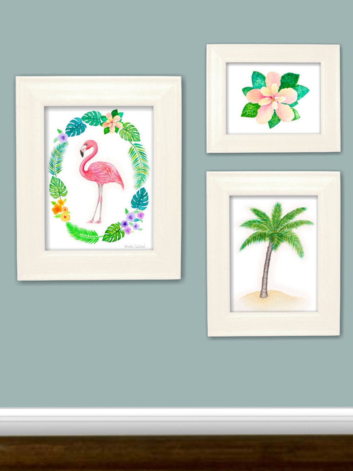 Flamingo art print tropical art decor nursery art pink | Etsy