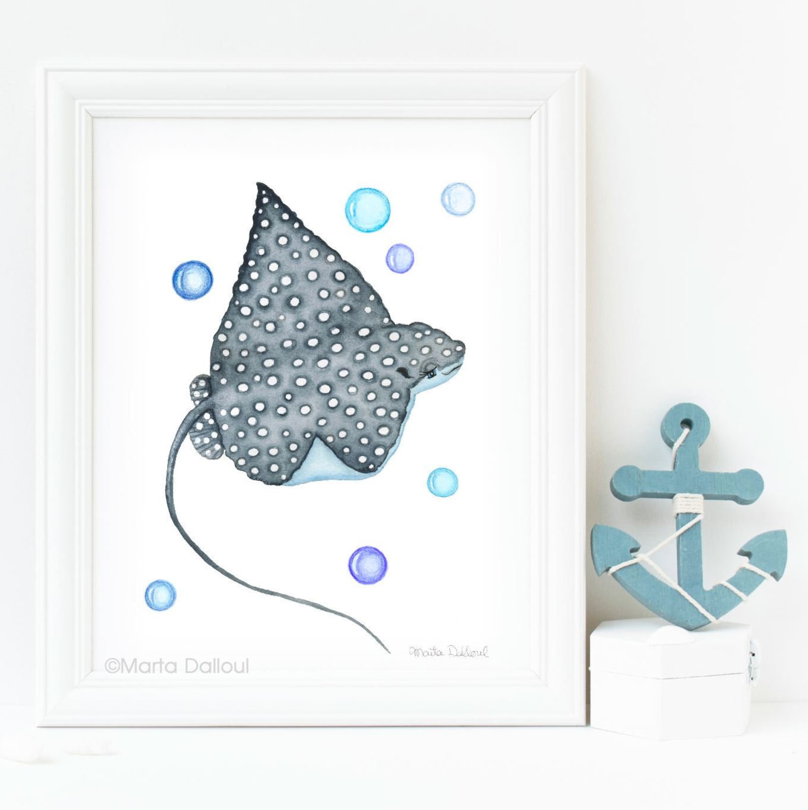 Baby Manta Ray Art Print . Fish Wall Decor. Stingray - Etsy