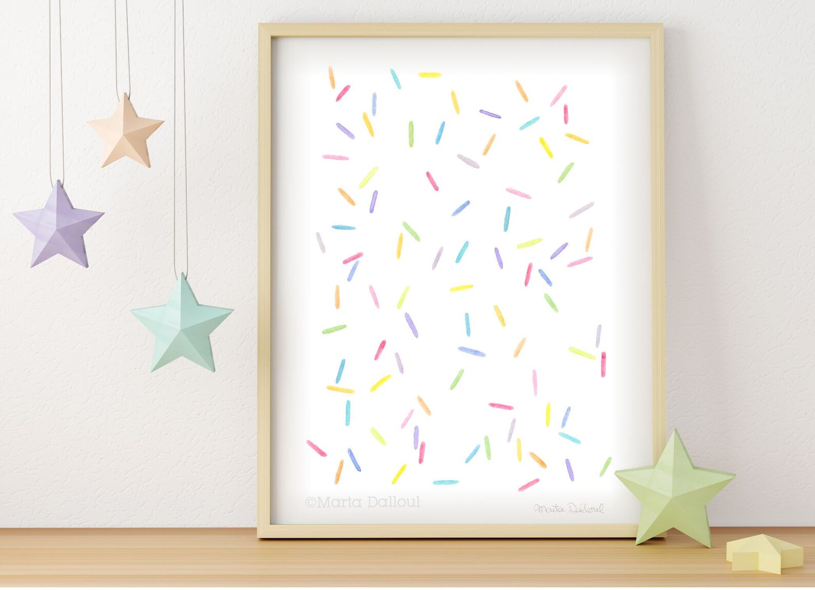 Watercolor Sprinkles Painting. Pastel Rainbow Art Print. Abstract ...