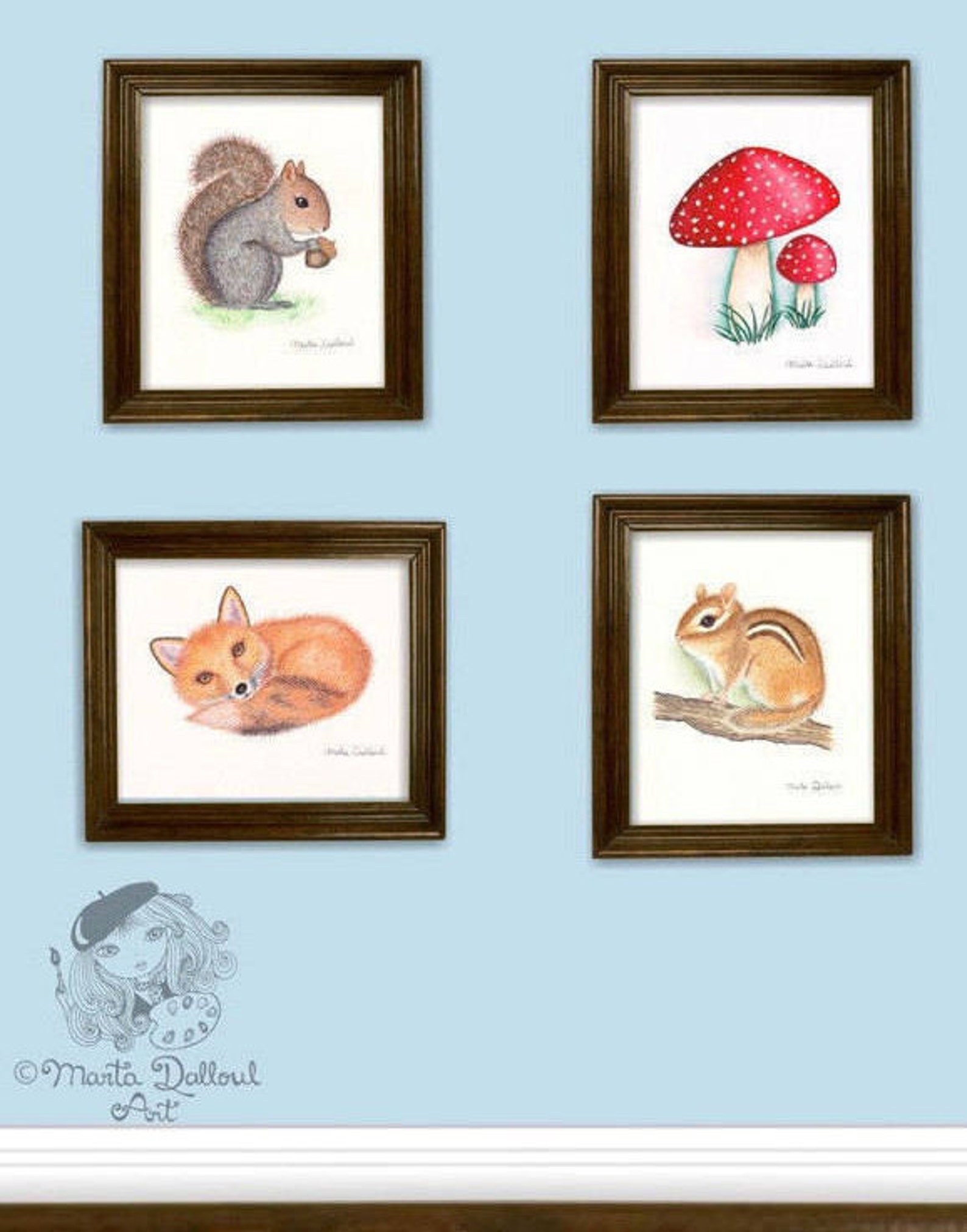 Woodland Nursery Art. Baby Animal Print. Chipmunk Watercolor - Etsy