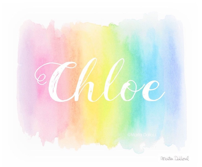 Unicorn Nursery Art Set, Pastel Rainbow Watercolor Prints, Custom Name ...