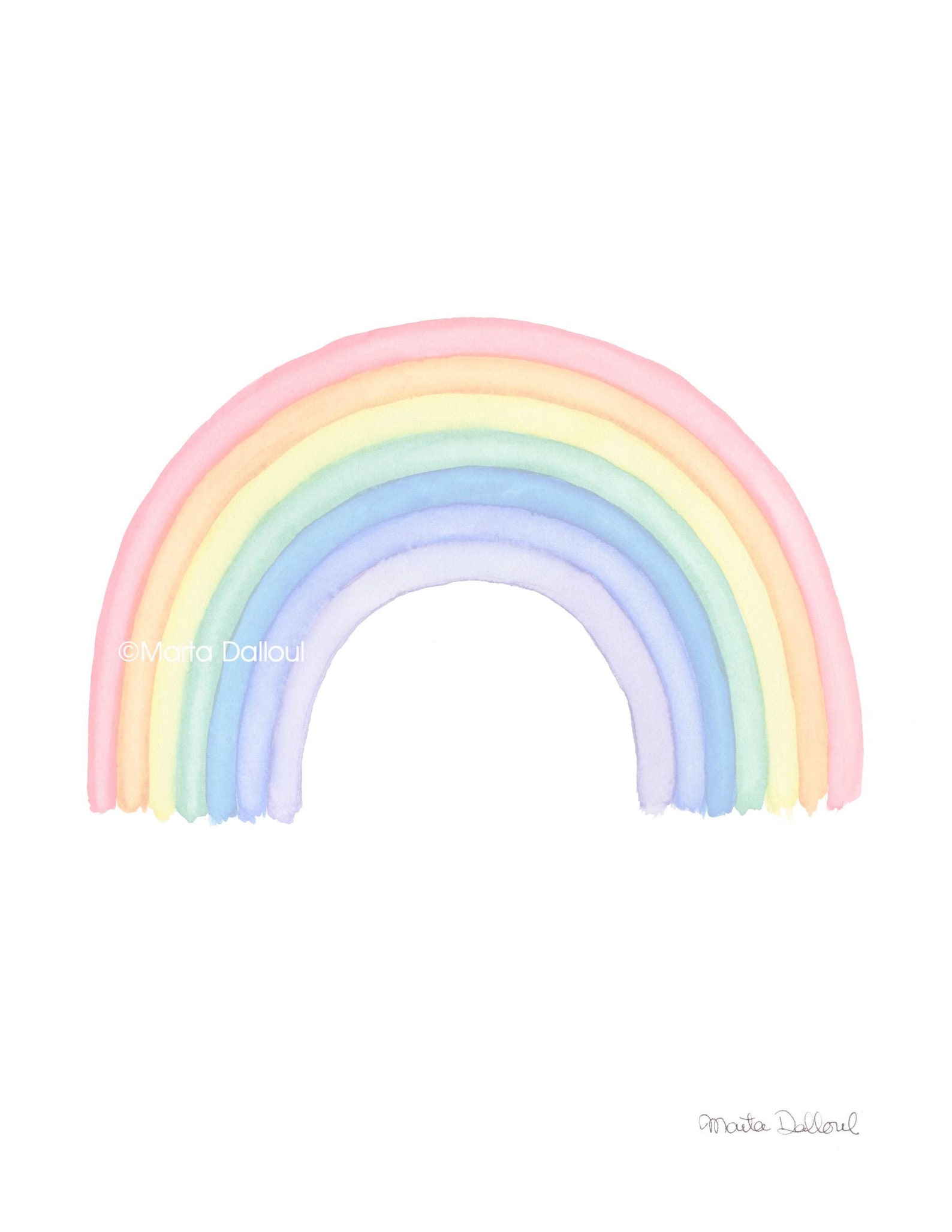 Pastel Rainbow Watercolor Print, Personalized Nursery Art - Etsy
