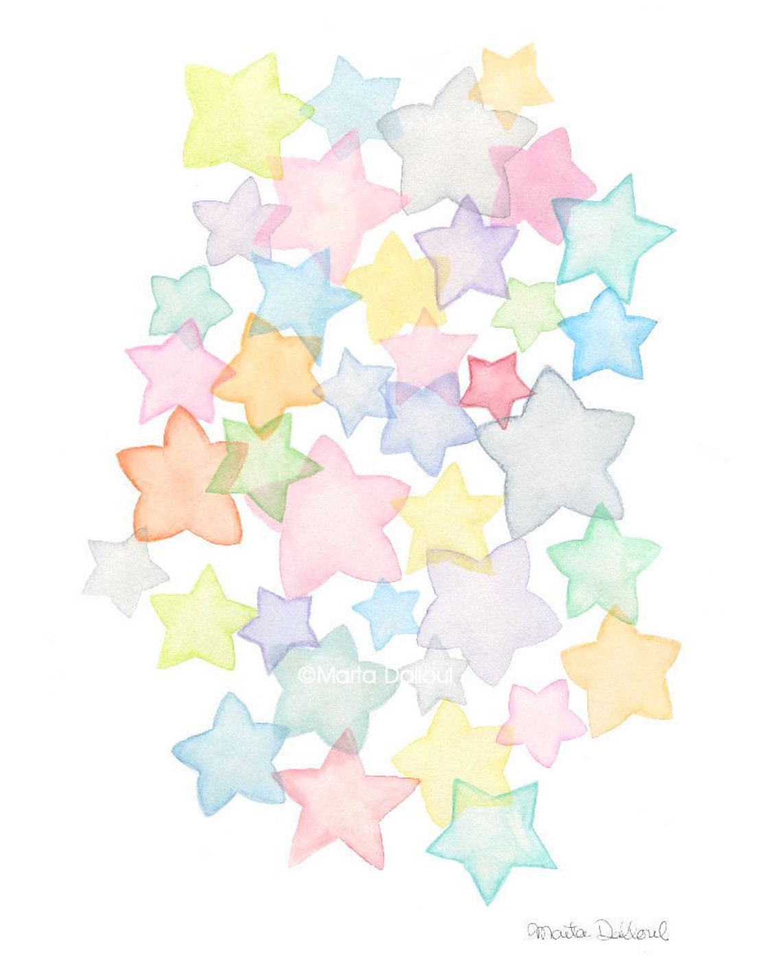 Watercolor Stars Painting. Bubble Stars Art Print. Abstract | Etsy
