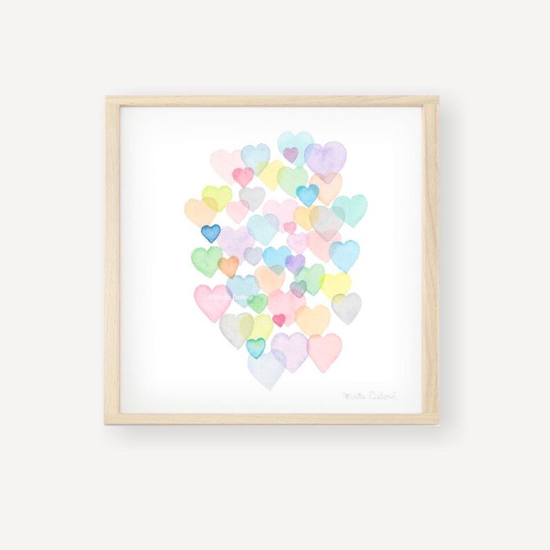 Pastel Rainbow Art Set. Heart Art Print. Rainbow Nursery - Etsy