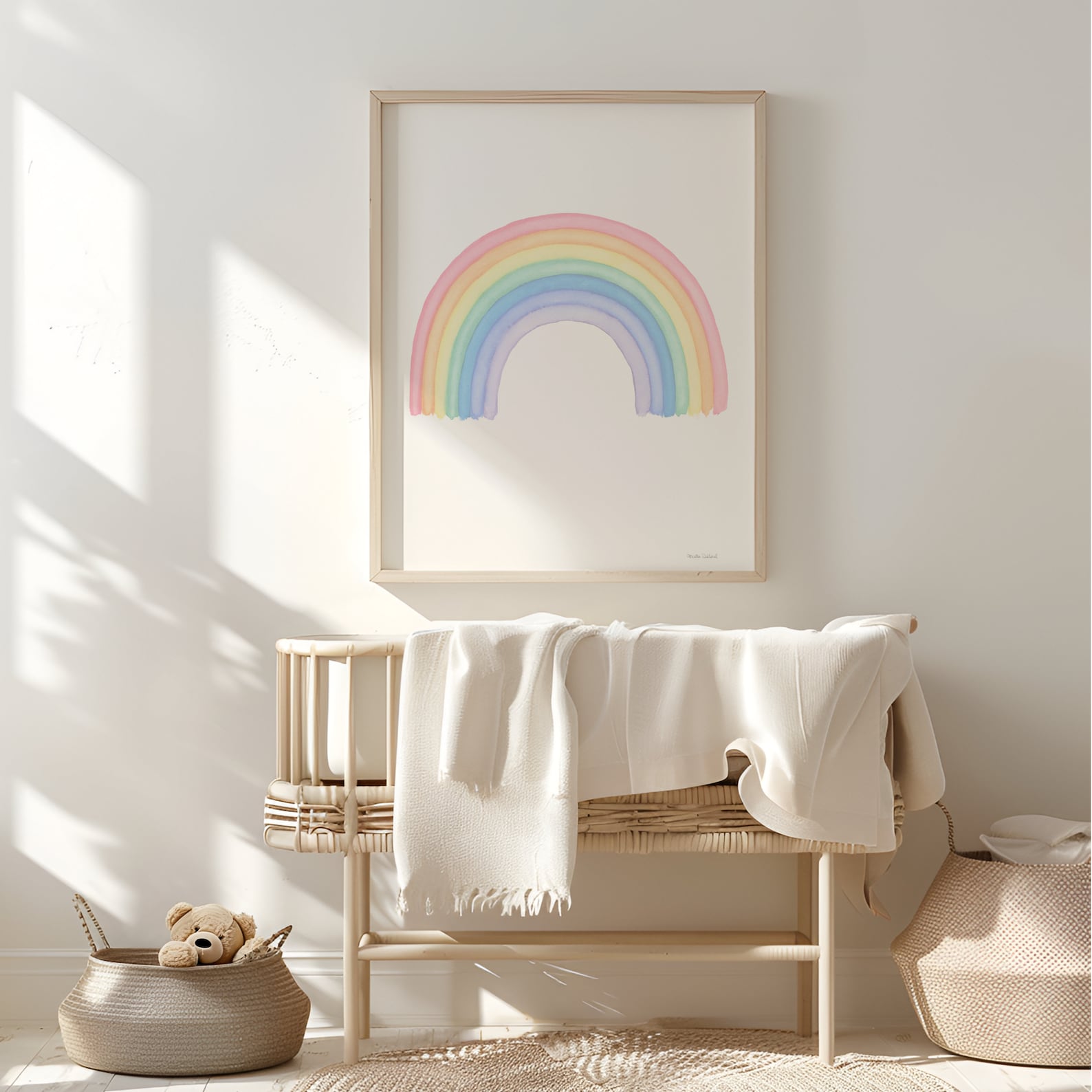 Pastel Rainbow Watercolor Print, Personalized Nursery Art - Etsy