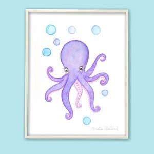 Octopus Art Print. Under the Sea Nursery Art Decor. Whimsical Octopus ...