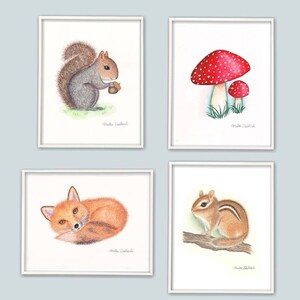 Woodland Nursery Art. Baby Animal Print. Chipmunk Watercolor Art. Kids ...
