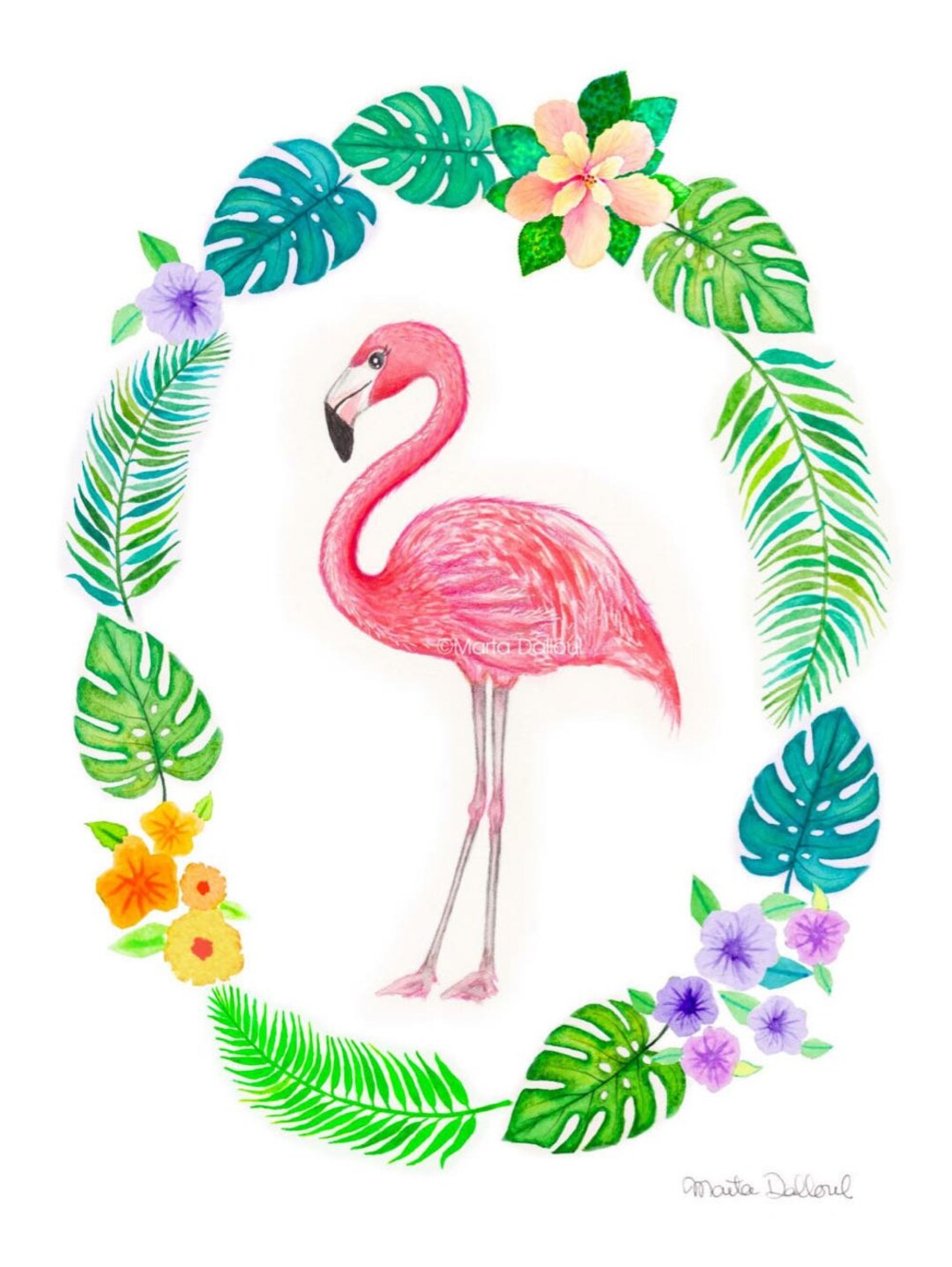 Flamingo Art Print, Tropical Art Decor, Nursery Art, Pink Flamingo ...