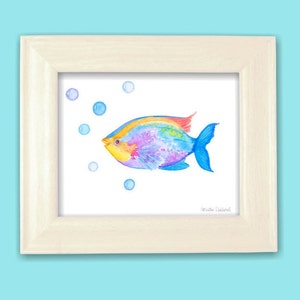 Rainbow Fish Watercolor Art Print, Whimsical Nursery Decor - Etsy