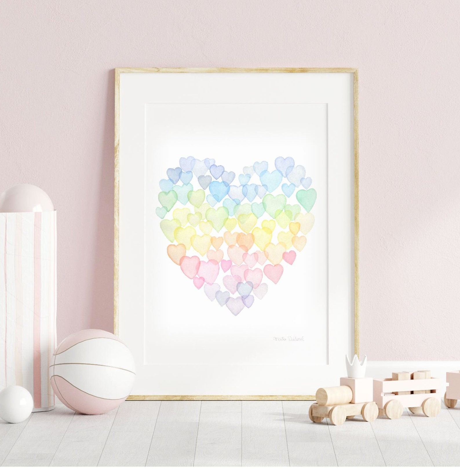 Pastel Rainbow Heart Art Print. Rainbow Nursery Decor. Nursery - Etsy