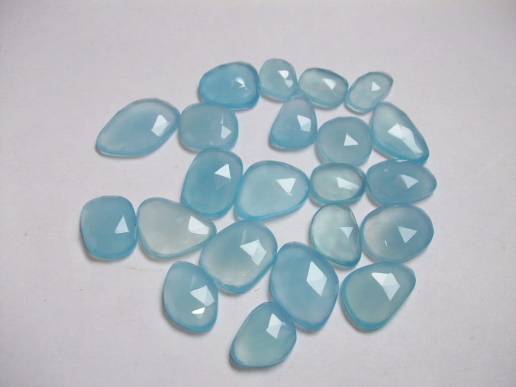 50 Cts AQUA Blue Chalcedony Rosecut Uneven Flat Gemstone 6 to - Etsy