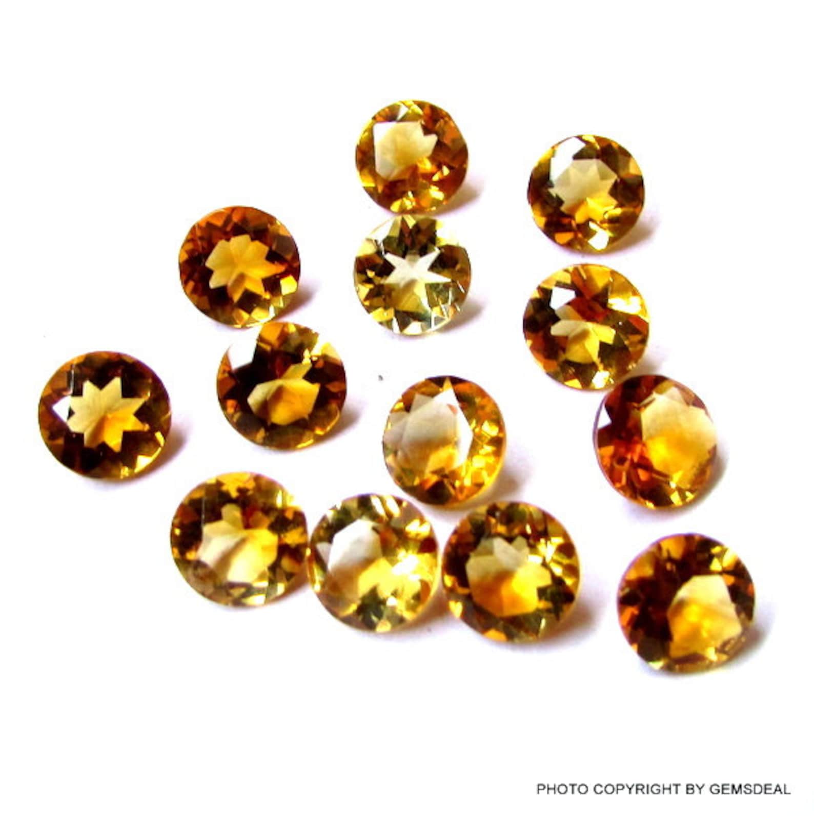Buy 5 Pieces 6mm CITRINE Faceted Round Loose Gemstone Golden Online in ...