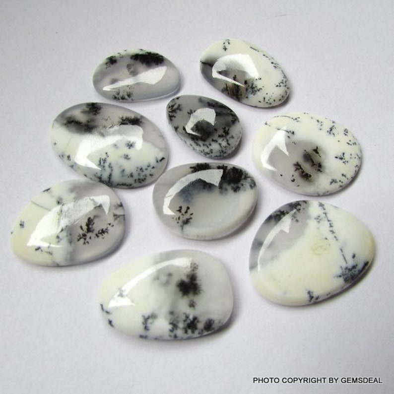 88 Cts 9 pieces Dendrite Opal Cabochon Uneven Flat Gemstone | Etsy
