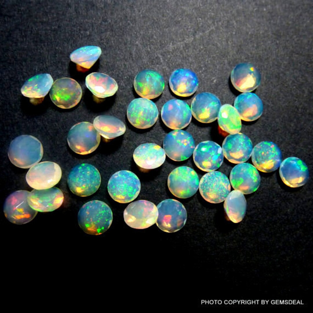 10 Pieces 4mm Ethiopian Opal Faceted Round Gemstone, Natural ETHIOPIAN ...