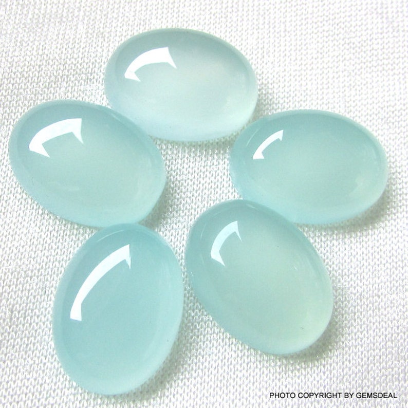 1 Pieces 13x18mm Aqua Chalcedony Cabochon Oval Loose Gemstone - Etsy