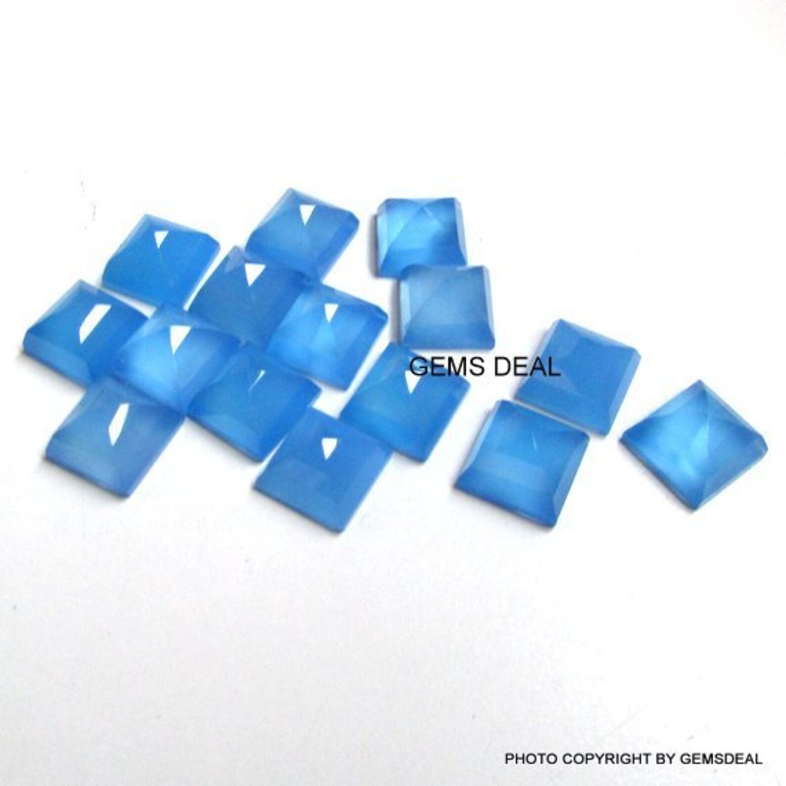 10mm Blue Chalcedony Pyramid Square Step Cut Flat Gems Blue - Etsy