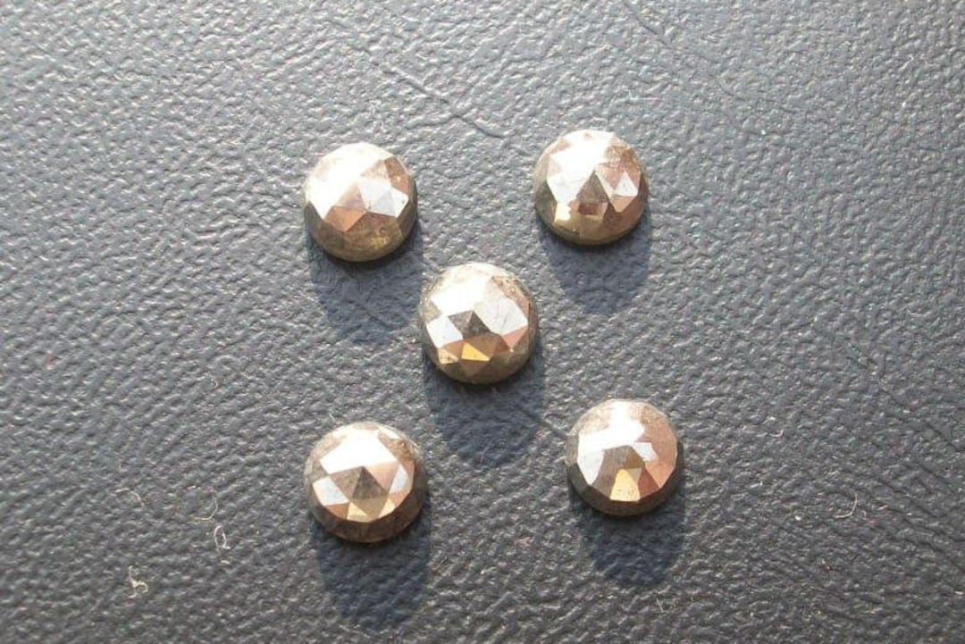 5 Pieces 7mm Golden Pyrite Rosecut Cabochon Round Loose Gemstone ...