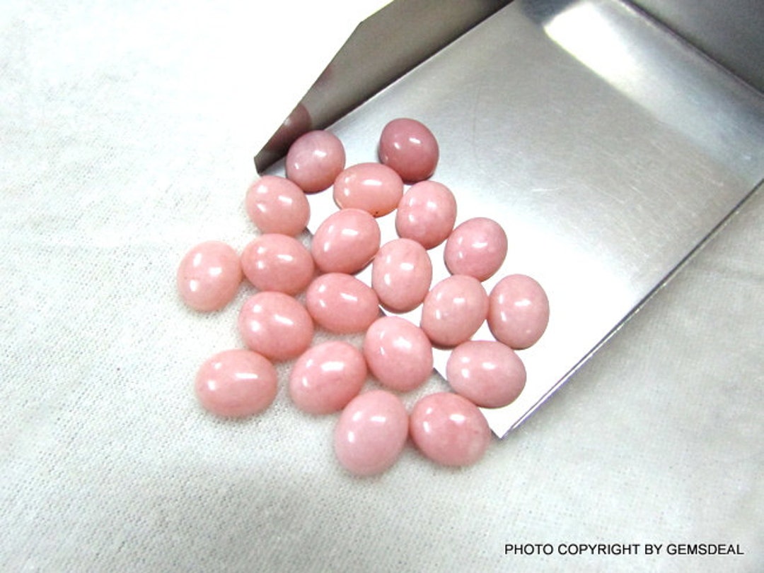 5 Pieces 9x11mm Pink Opal Oval Cabochon Loose Gemstone, 9x11mm Pink ...