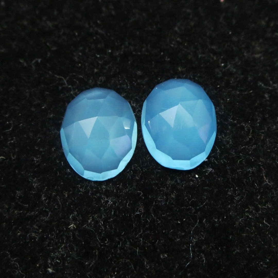 12x16mm Aqua Blue Chalcedony Rosecut Oval Flat Cabochon Lots of ...