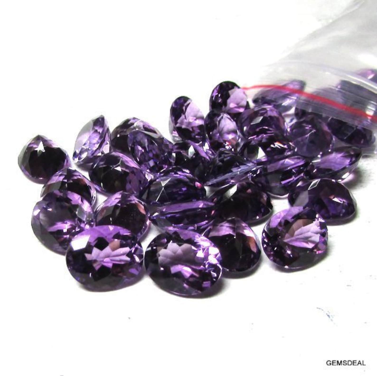 8x10mm Amethyst Faceted Oval Gemstone, AAA Quality Natural PURPLE ...