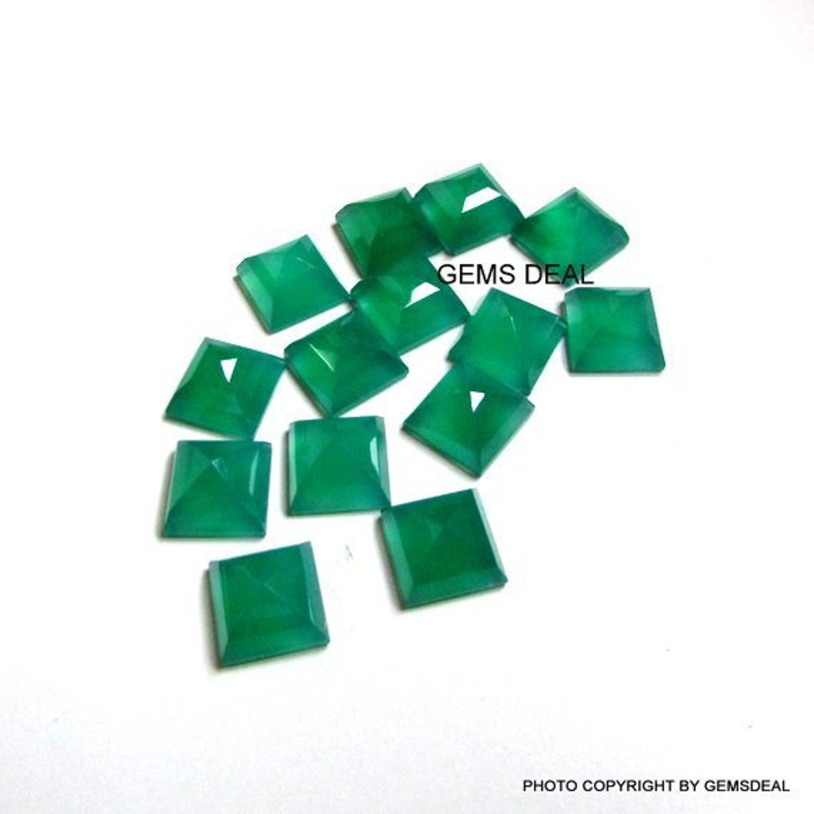 10mm Green Onyx Pyramid Square Step Cut Flat Gems Green Onyx | Etsy