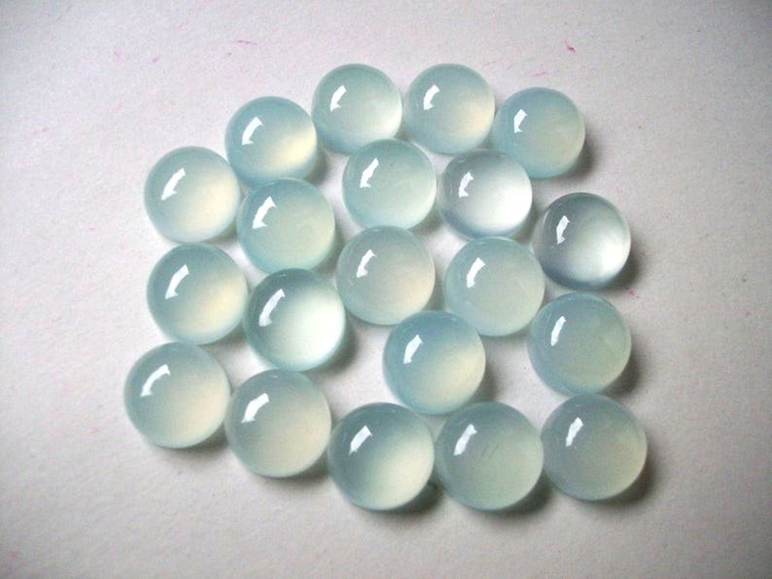 5 pieces 10mm Aqua Chalcedony Cabochon Round Loose Gemstone | Etsy