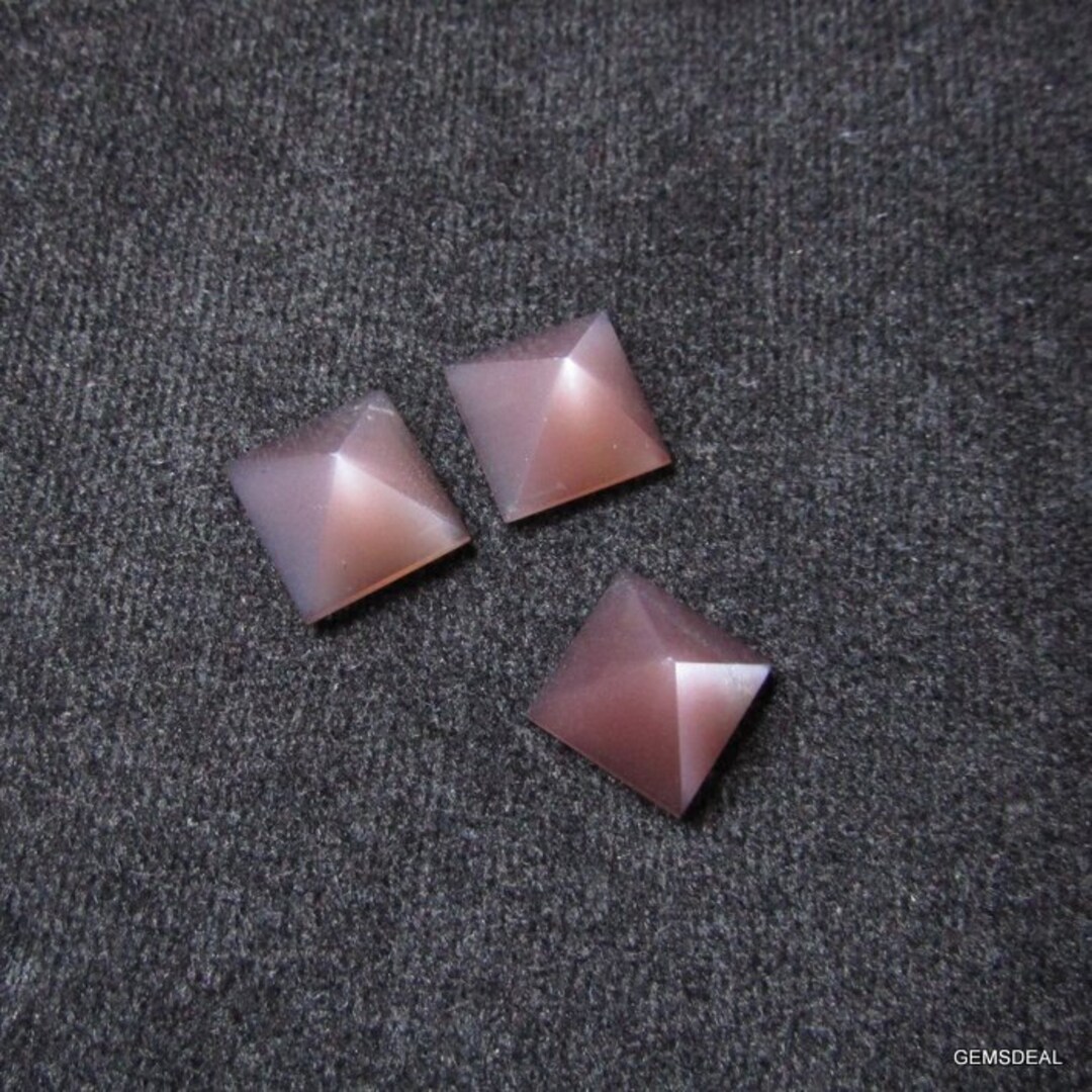 1 Pieces 10mm Chocolate Moonstone Pyramid Square Cabochon Gemstone ...