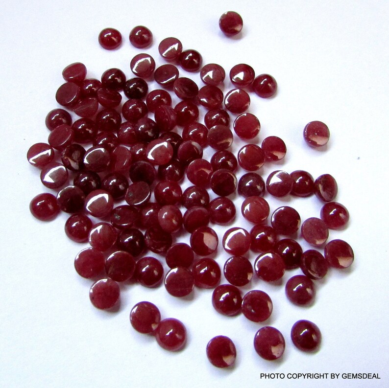 1 pieces 6mm Ruby Cabochon Round Gemstone 100% Natural | Etsy