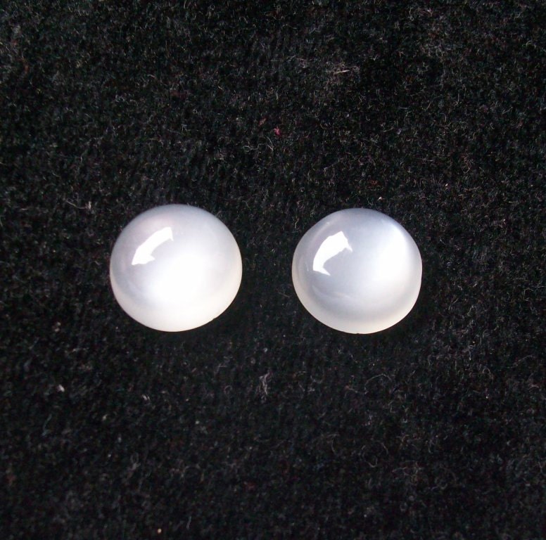 Pair 2 pieces 12mm WHITE MOONSTONE Cabochon Round Have Lots of | Etsy