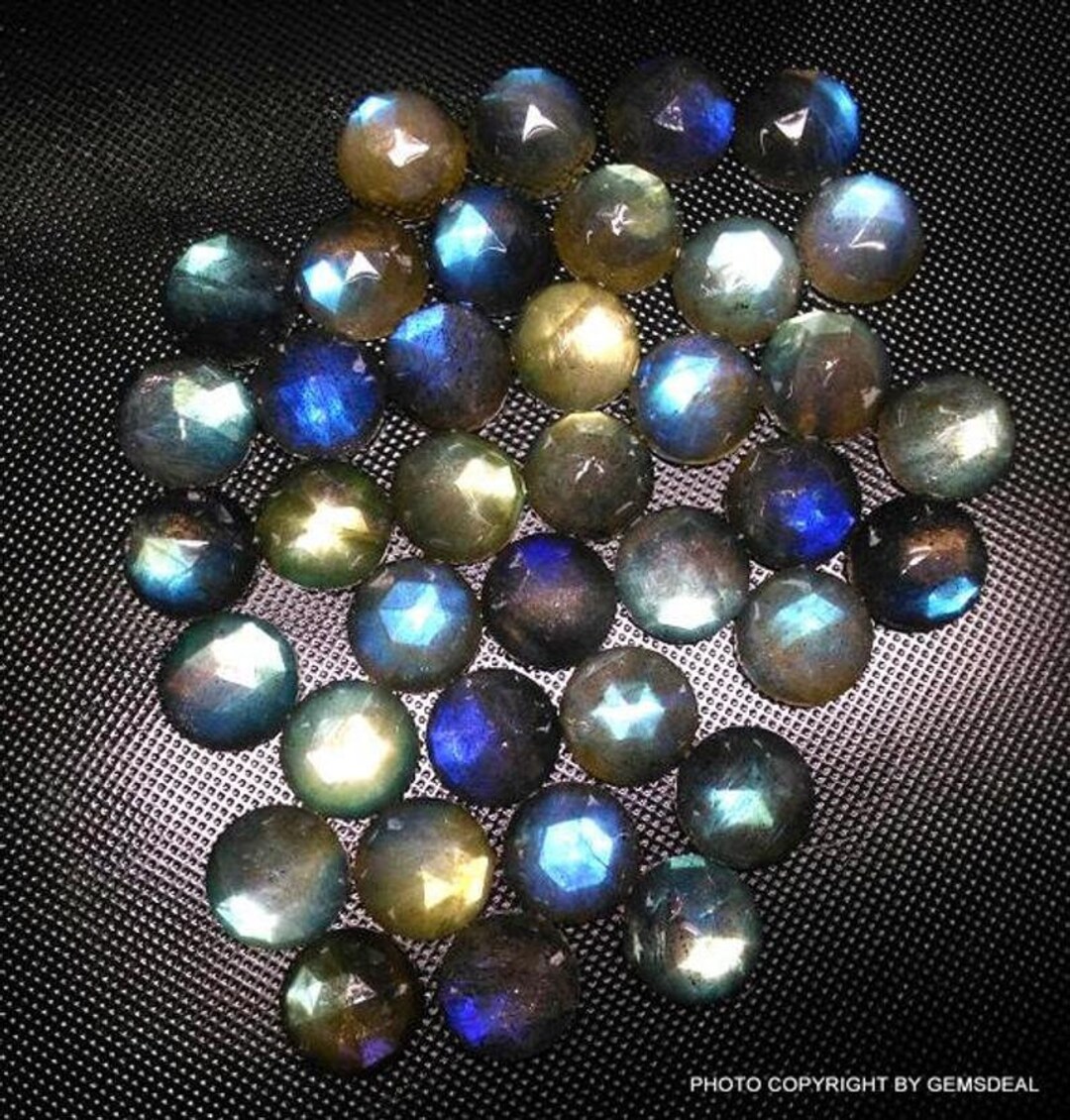 10 Piece 12mm Labradorite Rosecut Round Cabochon Gemstone, Labradorite ...