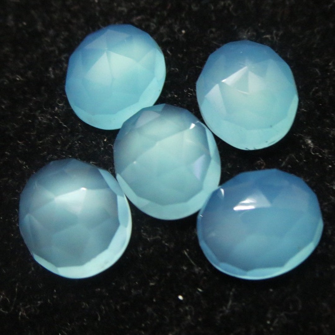 AAA Aqua Blue Chalcedony Cabochon: 10x12mm Rose Cut Gemstone - Etsy