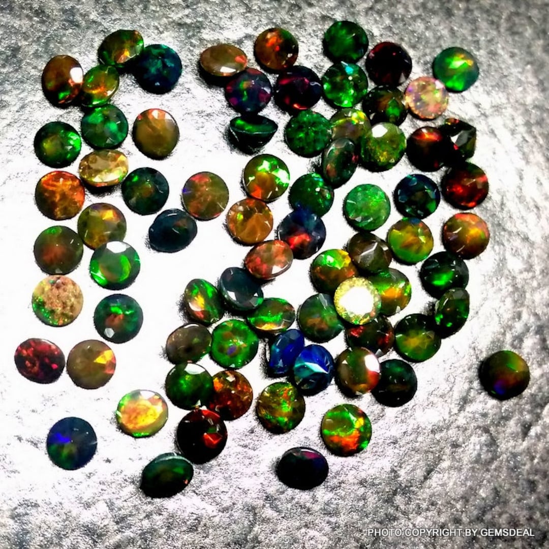 10pc Ethiopian Black Opal Gemstone: 4mm Faceted Round AAA - Etsy