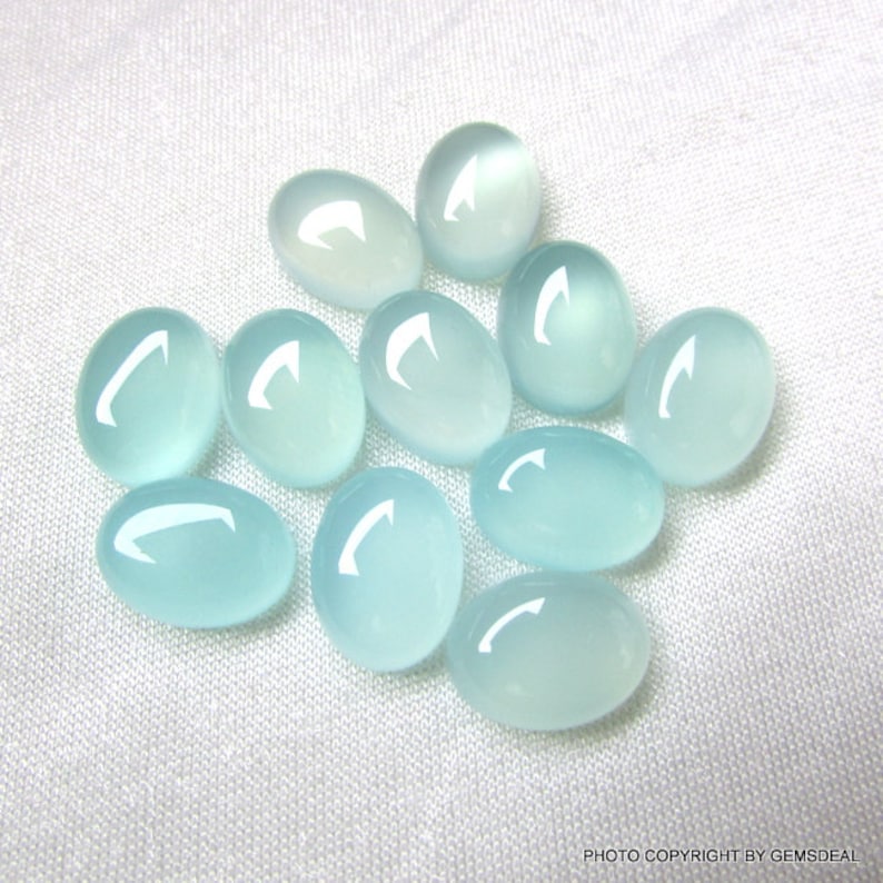 12x16mm Aqua Chalcedony Cabochon Oval Loose Gemstone Aqua - Etsy