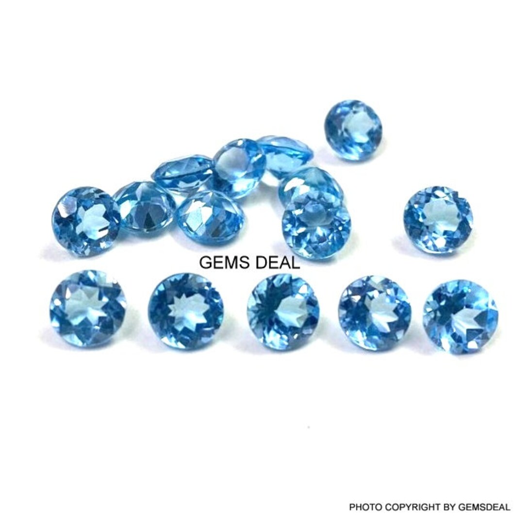 6mm AAA Swiss Blue Topaz Gemstone: Faceted Round Cut - Etsy