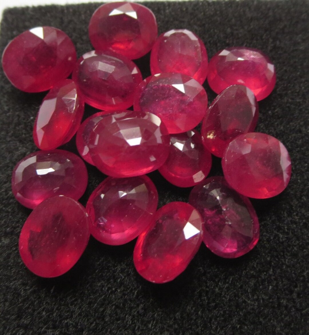 1 Pieces 9x11mm Ruby Faceted Oval Lead Fill Loose Gemstone, Ruby Oval ...