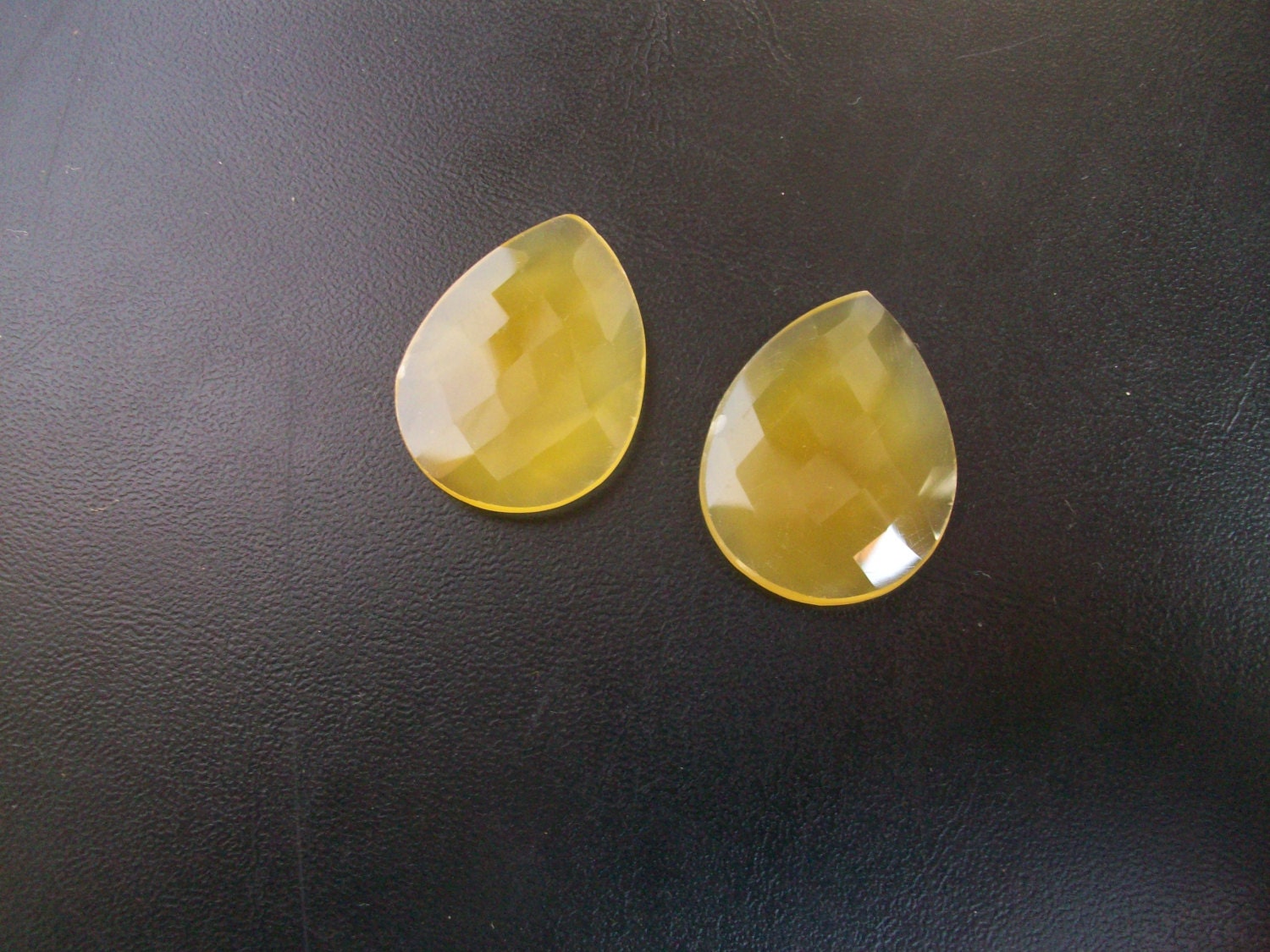 2 pieces pair 24X30mm YELLOW chalcedony Faceted pear checker | Etsy